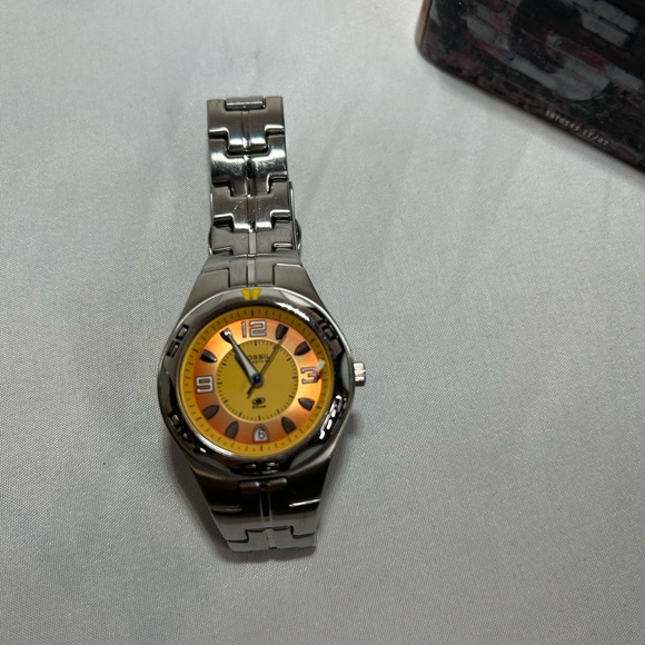 Fossil | Accessories | Fossil Silver And Orange Watch With Stainless ...